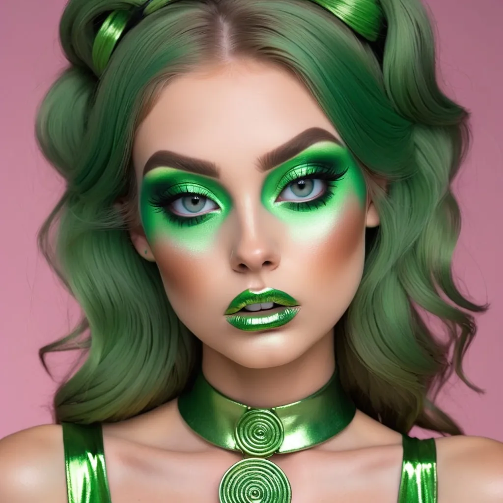 Madelyn Cline as hypnotic bimbo metallic green m...