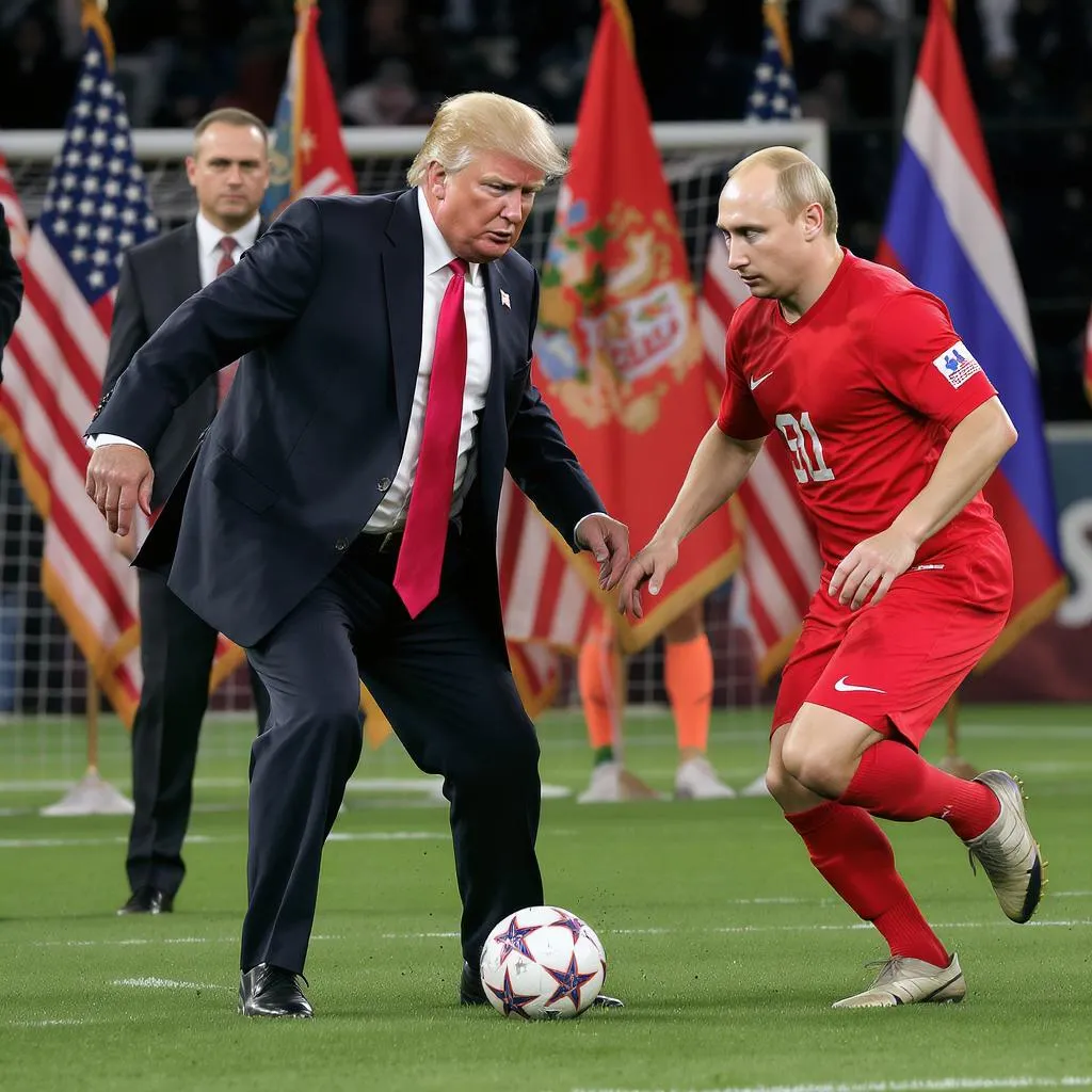 trump play football with putin