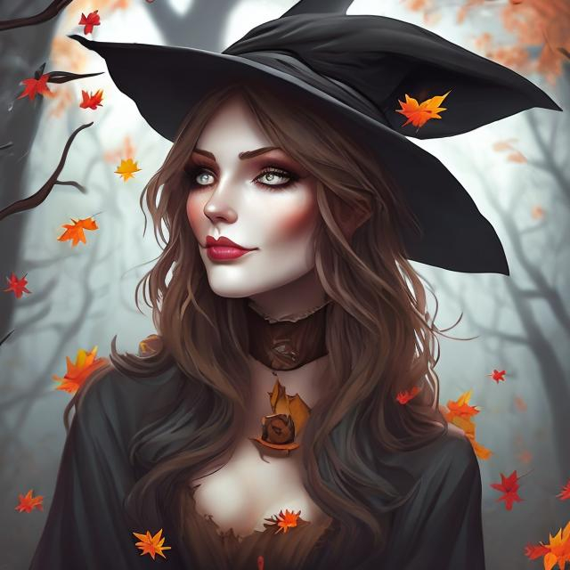 Comfortable fall witch with beautiful face | OpenArt
