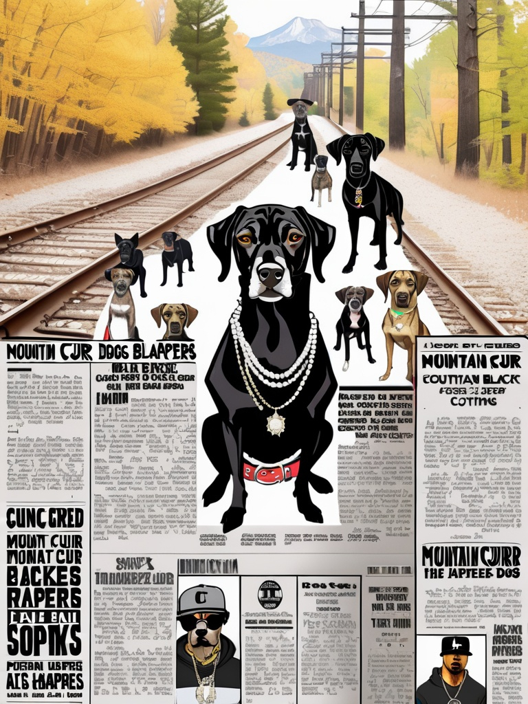 mountain cur black dogs in gangster rappers clothing | OpenArt