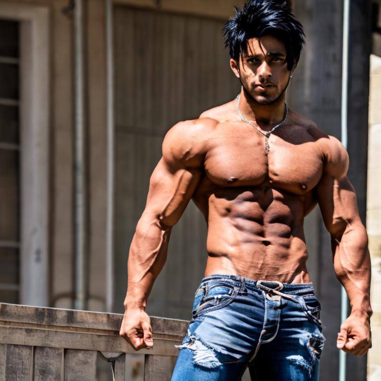 Huge ripped cat boy hunky stud anime animal ears mu...