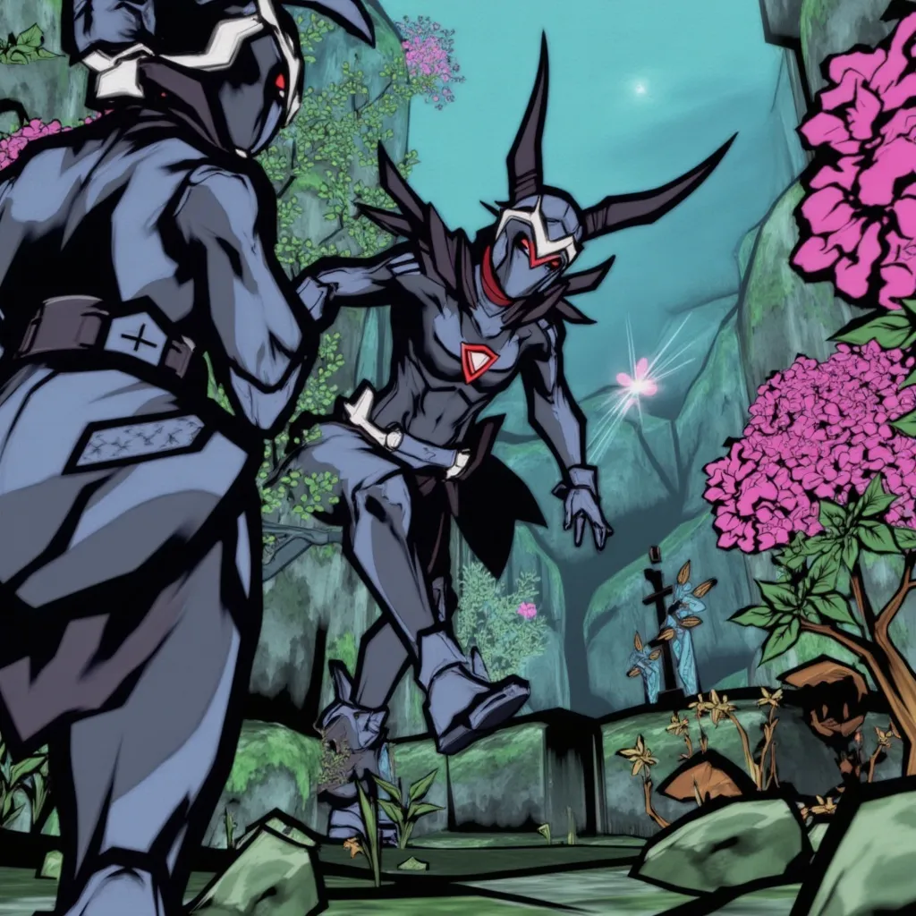 Mecha robot witch. Crystals and flowers. Viridian,...