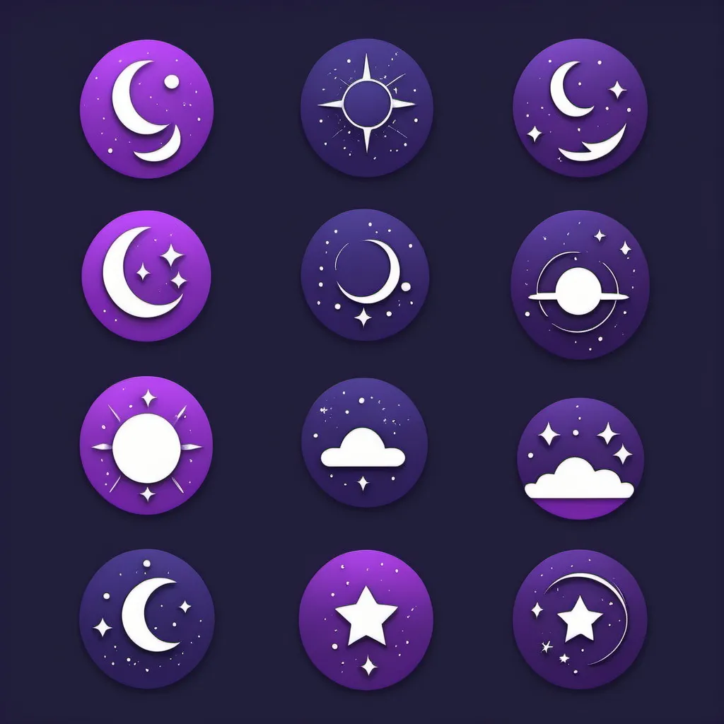 create icons with night sky theme purple
