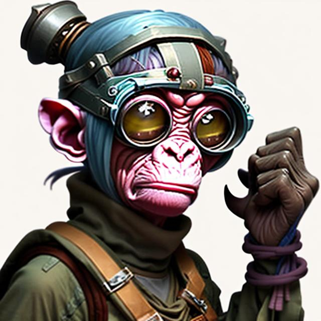 dnd full body standing female humanoid monkey extrem...