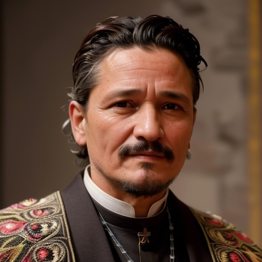 (mexican priest, 1880s), gray hair, beard, solemn ex...