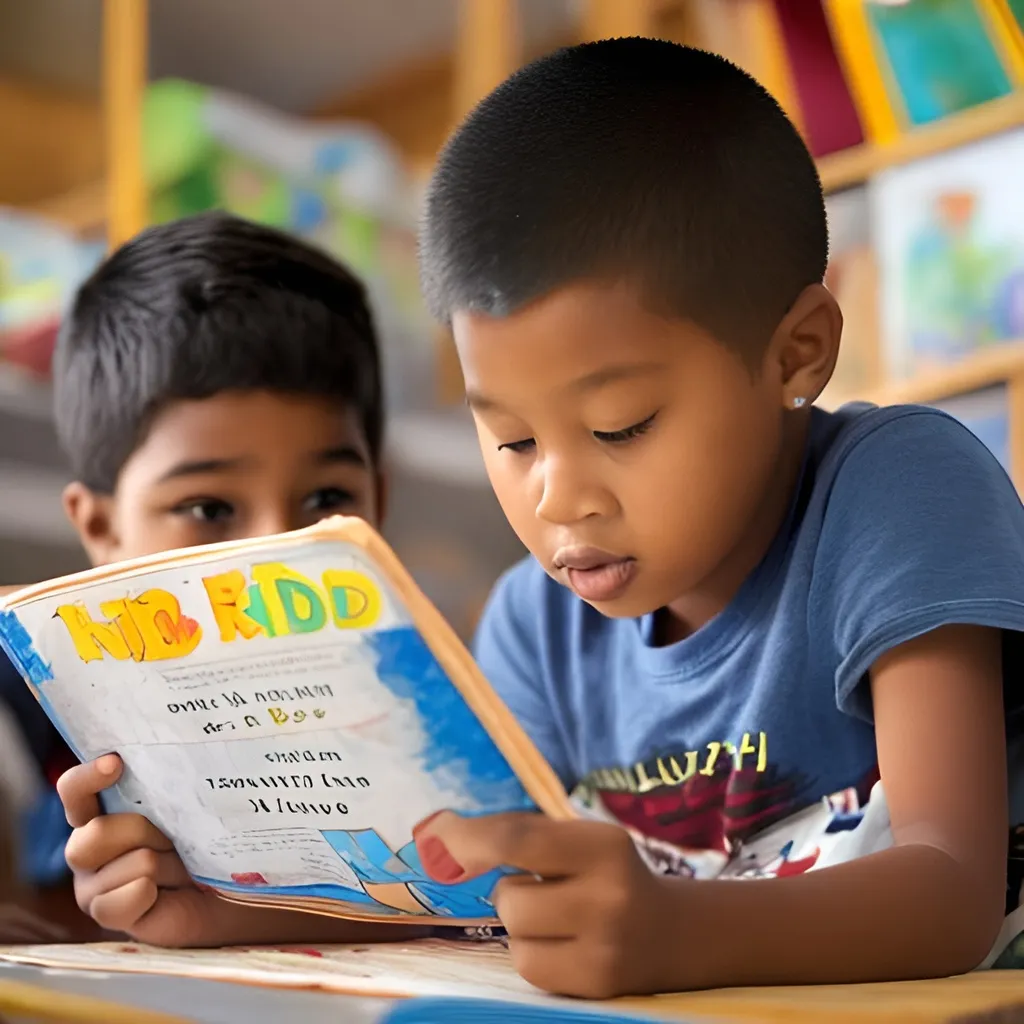 A kid learning to read