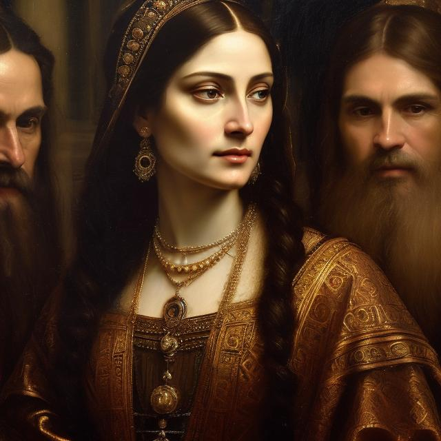 renaissance portrait painting of the goddess Hecate,...