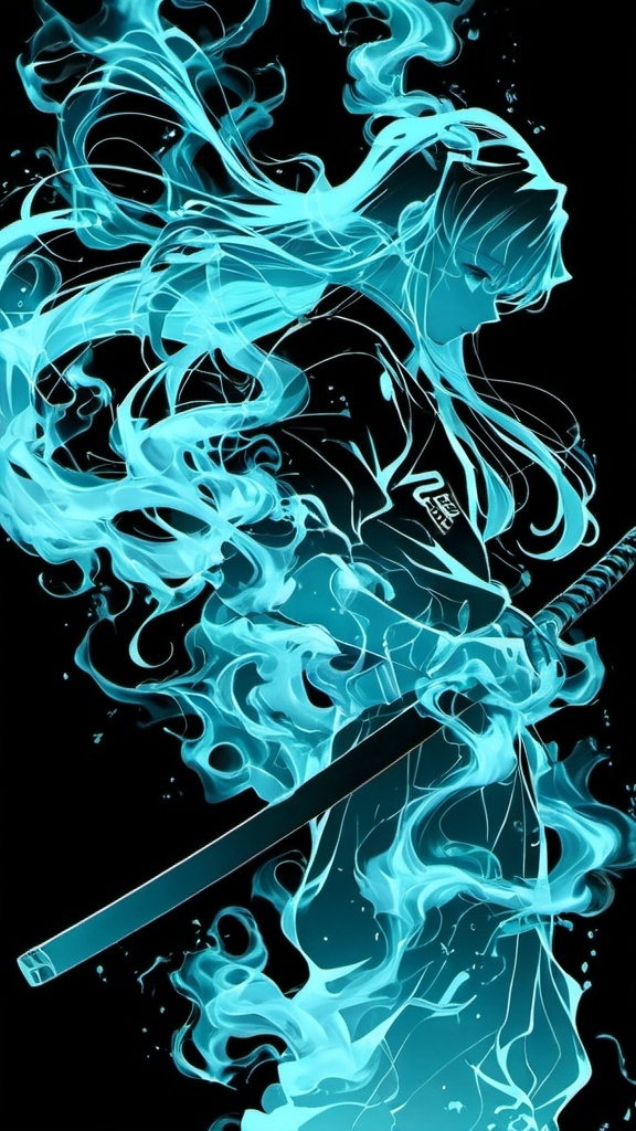 A striking figure emerges from a swirling mist of vi...