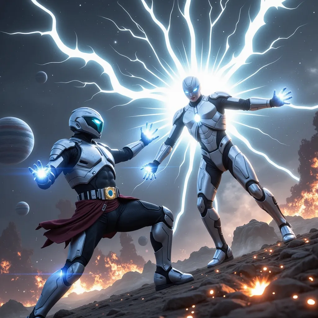 "A powerful warrior resembling a human, wearing futu...