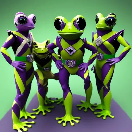 Frogs Power Rangers squad, different colors, big ra...