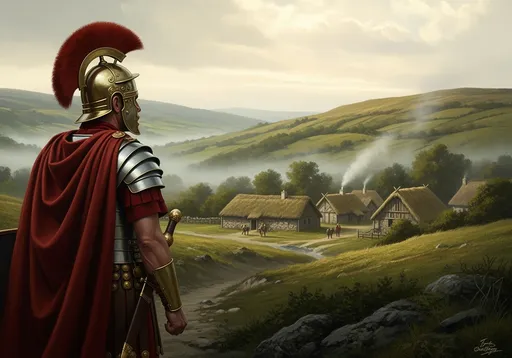 A back view of a 20-year-old Roman governor on a mou...
