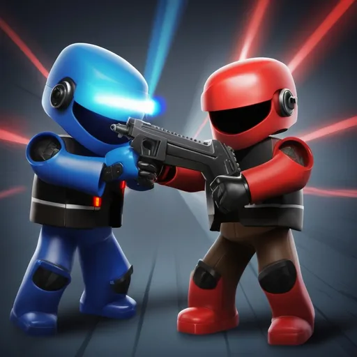 a Roblox player playing laser tag and running from a...