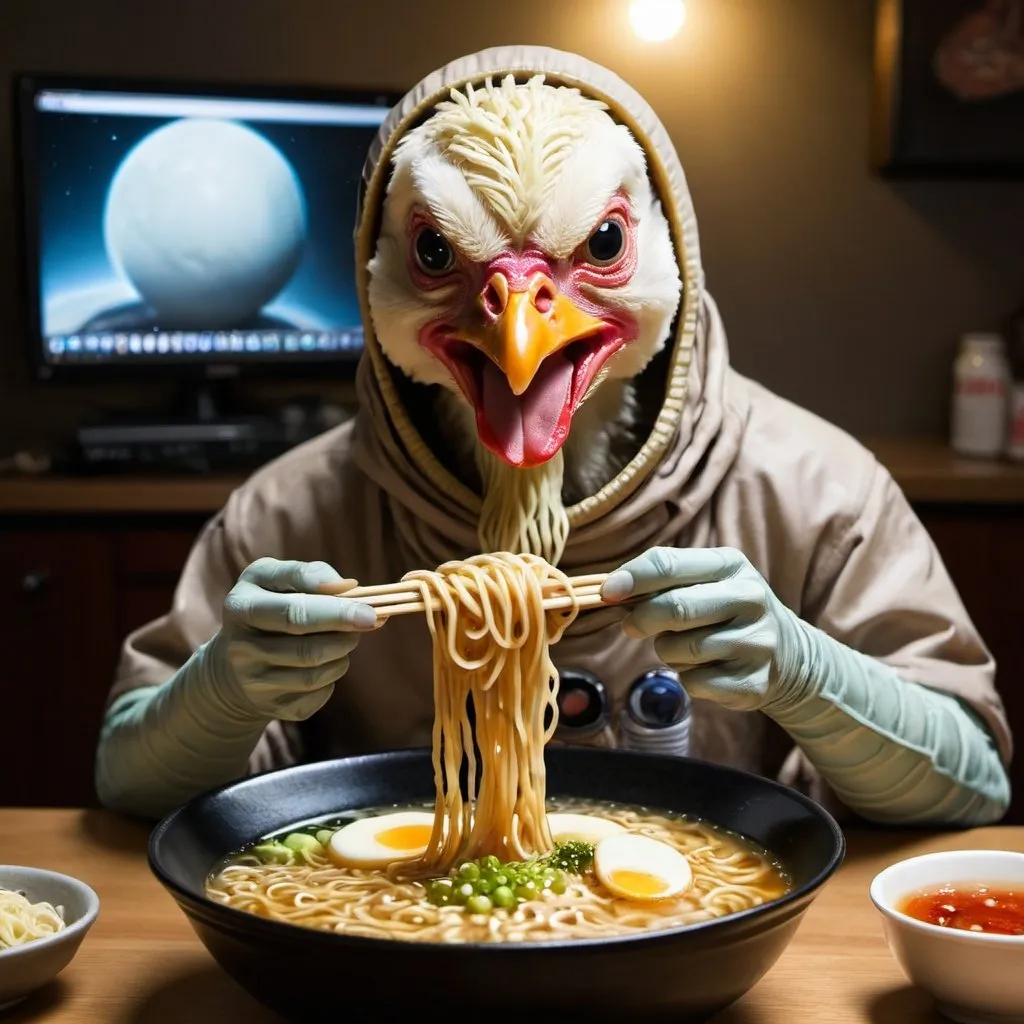 Chicken Ramen eating alien