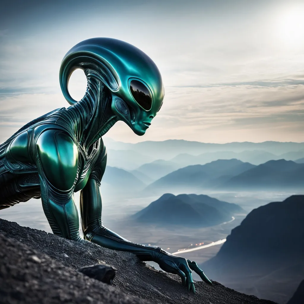 Create a visually striking image of an alien capture...