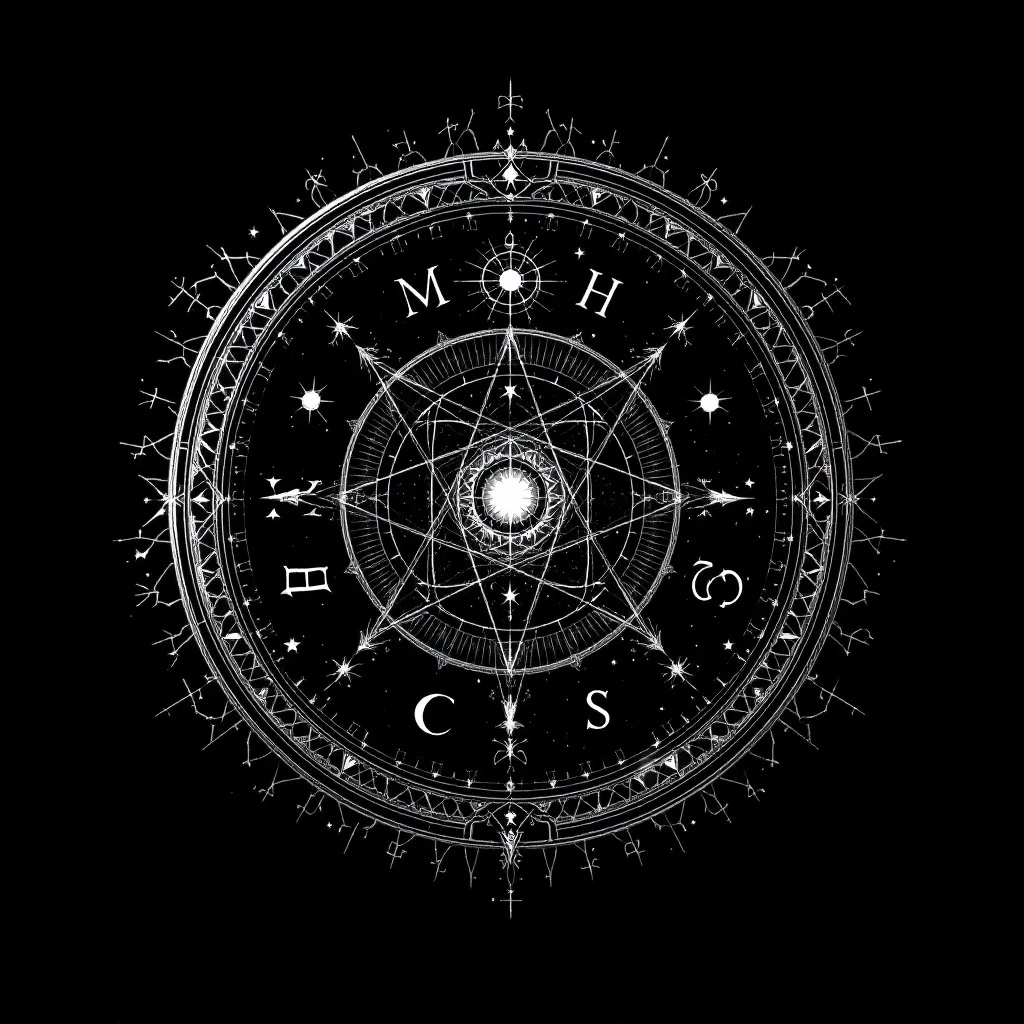 A striking alchemical circle stands out against a cr...