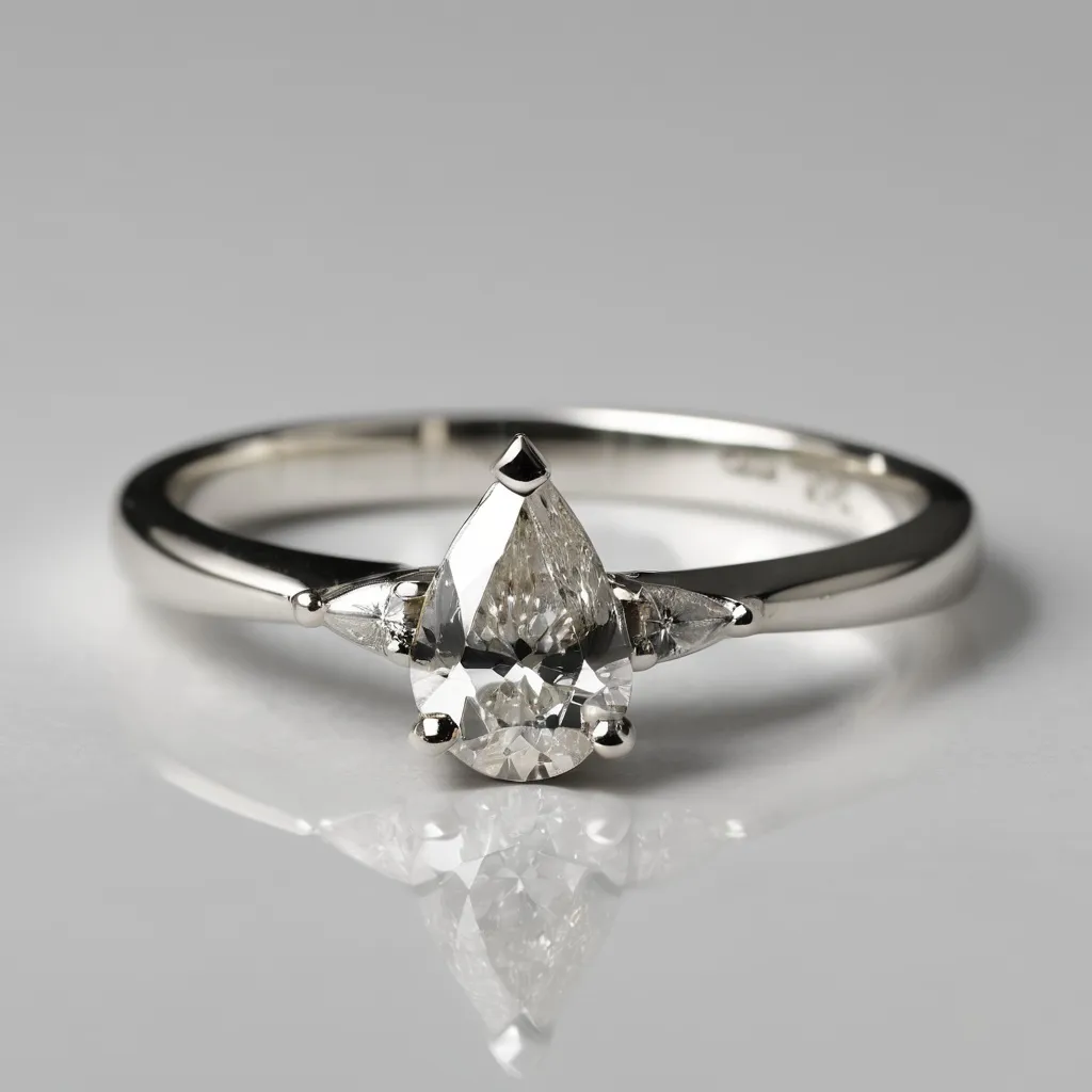 White gold ring with 1 Pear shape diamond