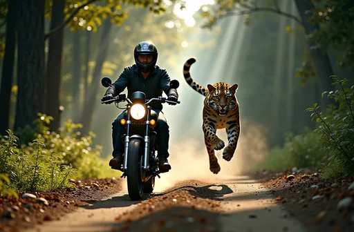 a GS motorbiker man is riding down a dirty road in a...