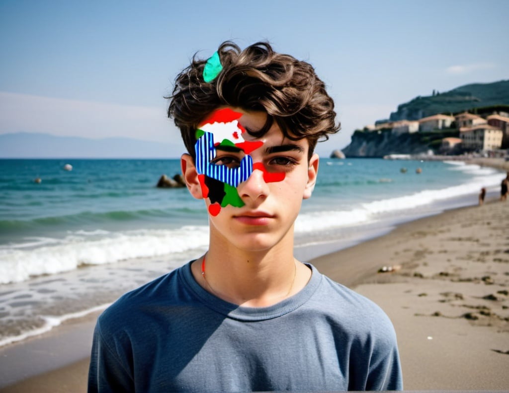 a 16 years old, handsome Italian teen at the beach...