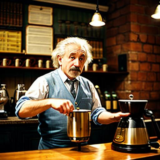 Vintage-style photography of Albert Einstein making...