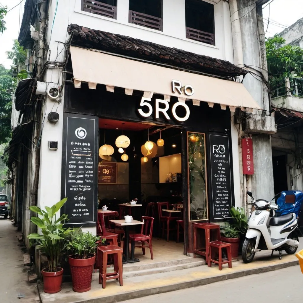 "5ro" coffee shop exterior in Hanoi