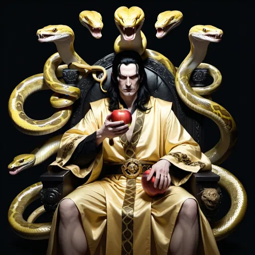 Evil Pale Skinned man wearing a Golden ring around h...