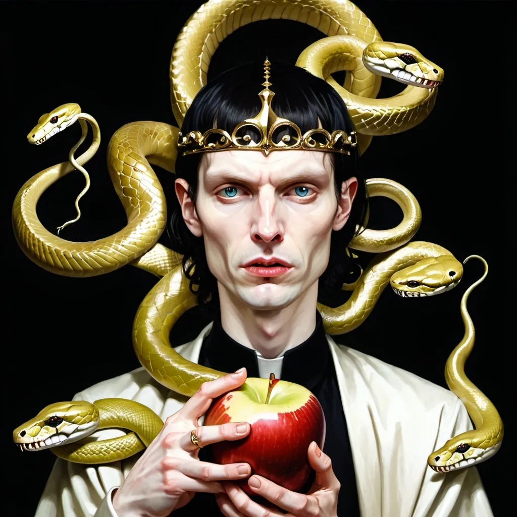 Evil Pale Skinned man wearing a Golden ring around h...