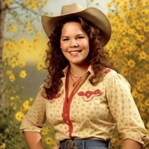 60s pinup pose of a supermodel in a cowgirl...