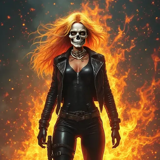 "Ablaze in Anime: The Female Ghost Rider with a Flam...