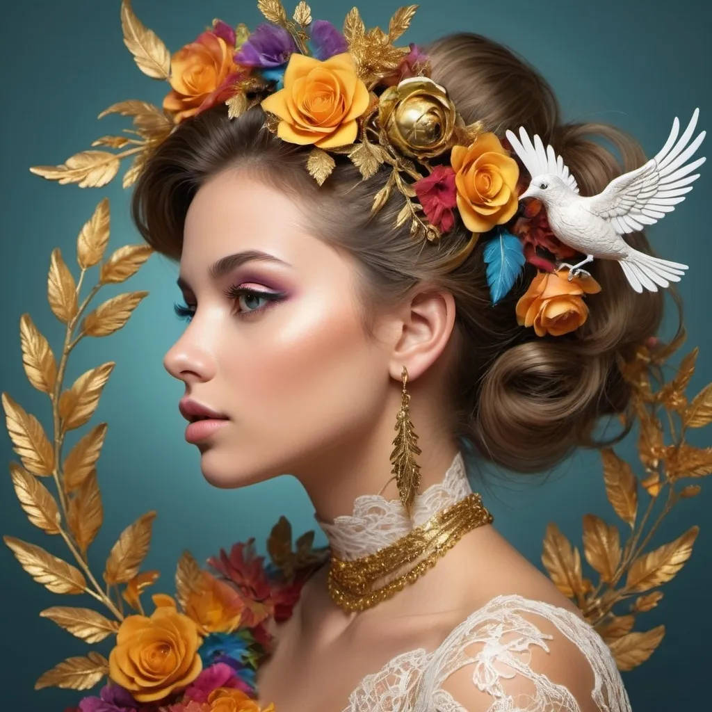 Extravagant pompous hairstyle on a beautiful young w...