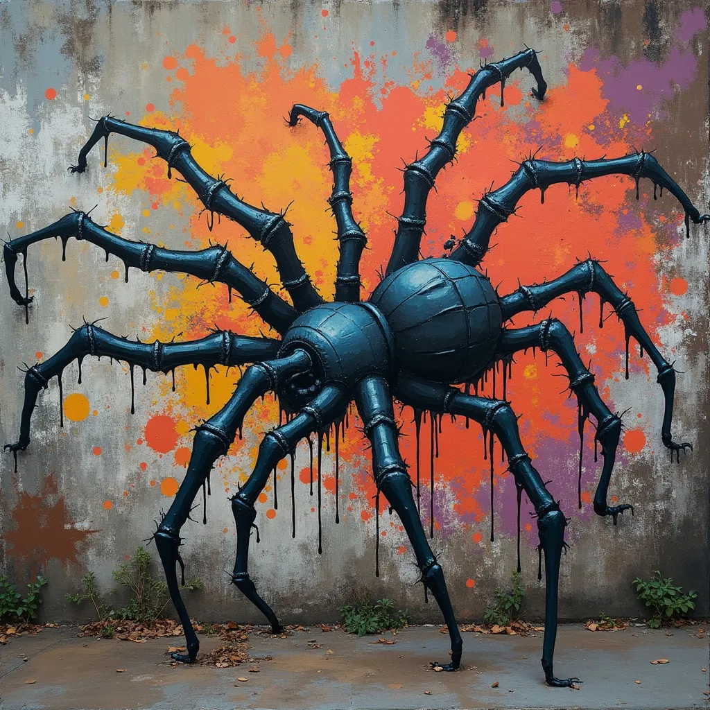 grafiti with the word miles with spider sigh make...