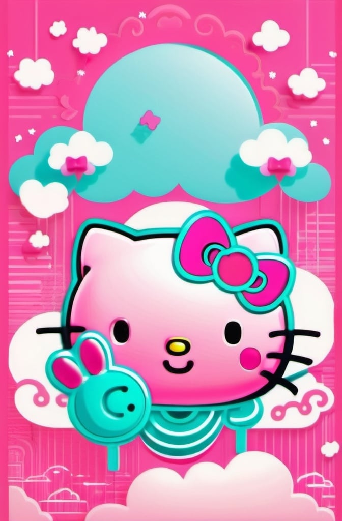 illustration , cyan pink, symbolism, cloudcore, ende...