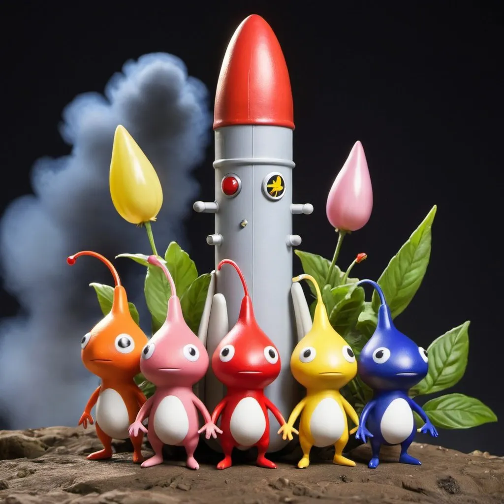 A bunch of Pikmin carrying a nuclear missile