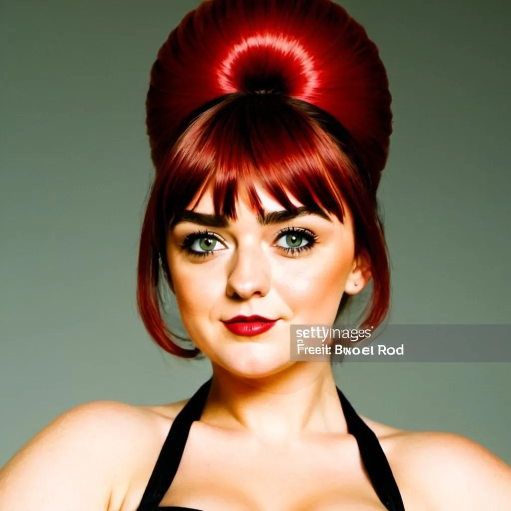 plump woman with long red big bouffant beehive hair...