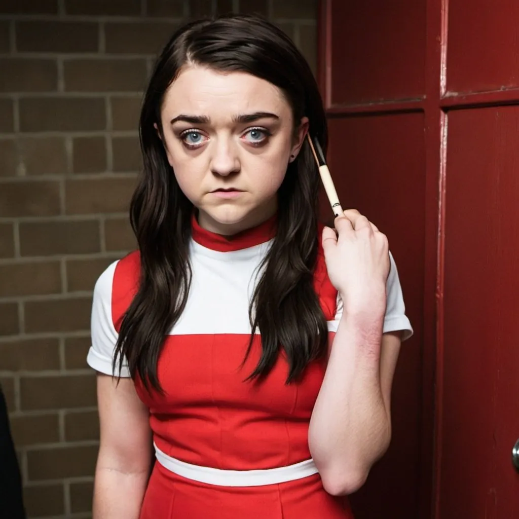 Maisie Williams dressed as Meg white