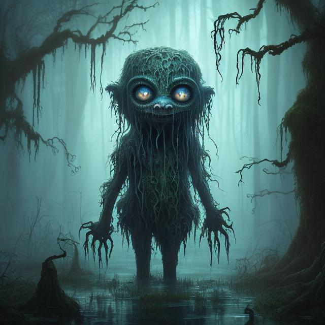 A cute little sad spooky swamp spirit of the swamp s... | OpenArt