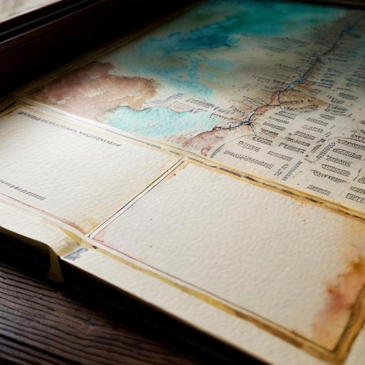 A mysterious treasure map, 4k hyper realism, Waterco...