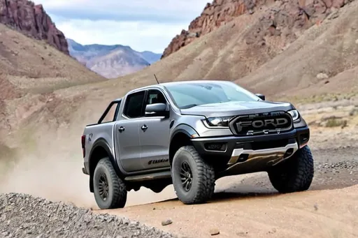 ford ranger raptor in grey., offroading in uluru
