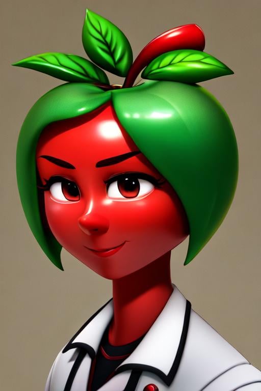 A Cartoon art [(anthropomorphic apple Human)] , hi...