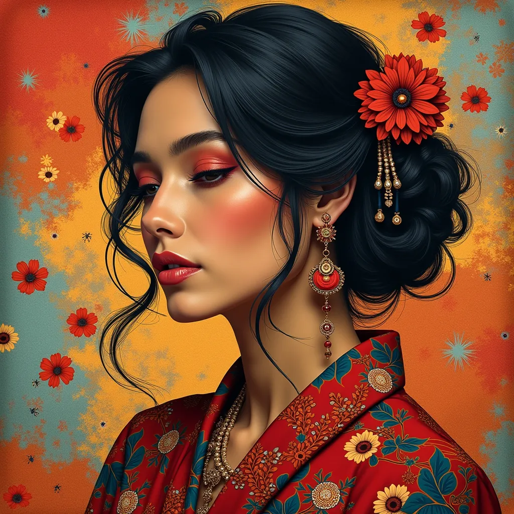 batik, portrait of a beautiful woman