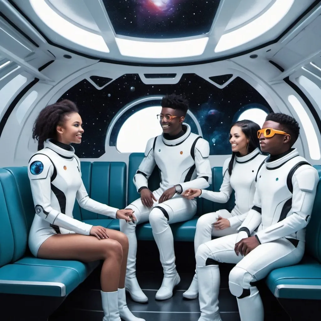 futuristic friends on a space ship