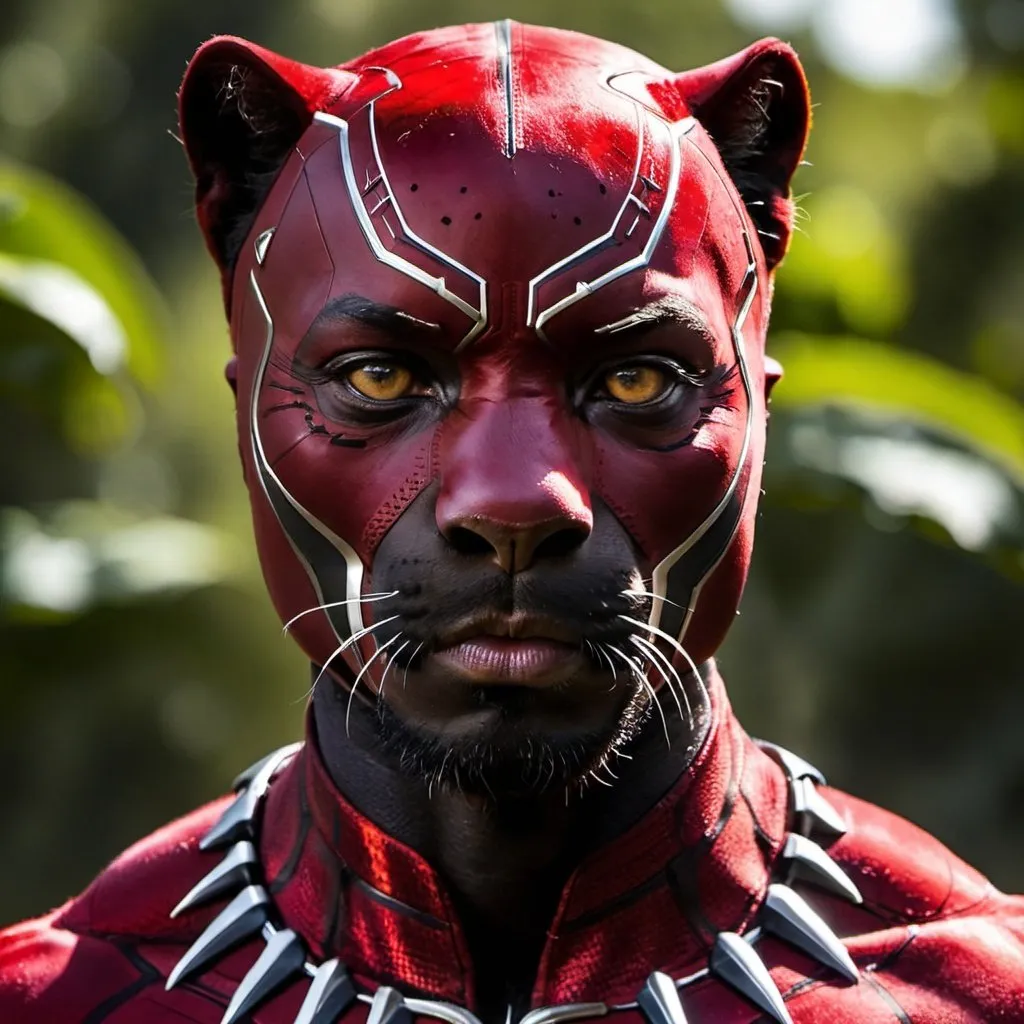 a red Panther, photography, + Black Panther the supe...