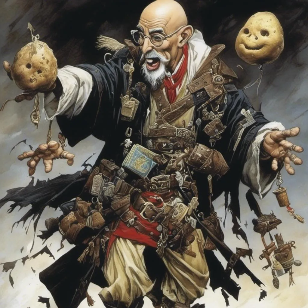 insane tall bald slender potato wizard wi...