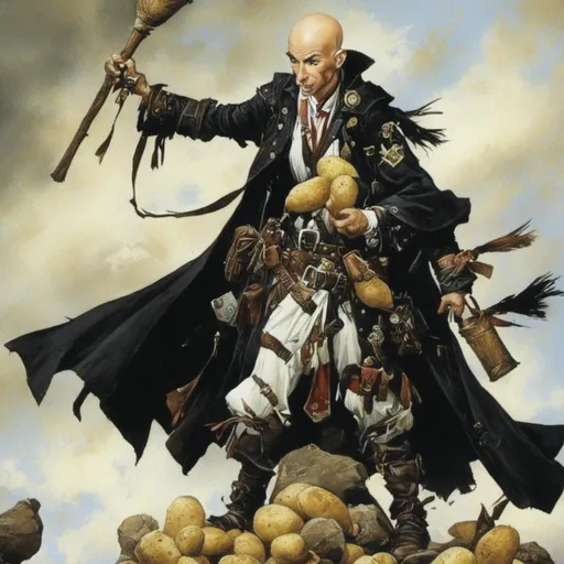 insane tall bald slender potato wizard wi...