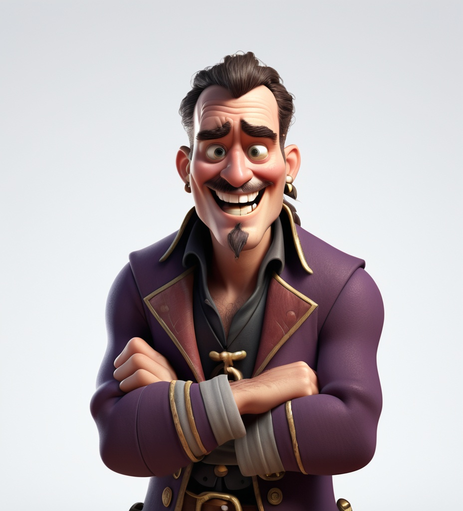 Disney pixar character, 3d render style, old pirate...