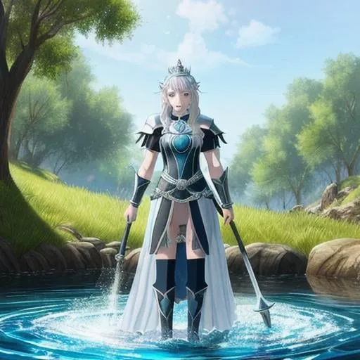 A girl wielding water magic, Princess Noelle, Black...