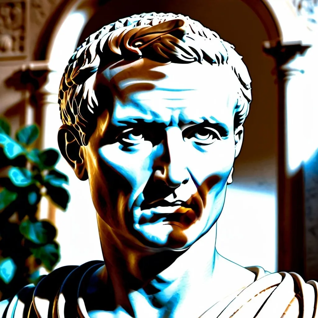 Realistic depiction of Julius Caesar in ancient Rome...