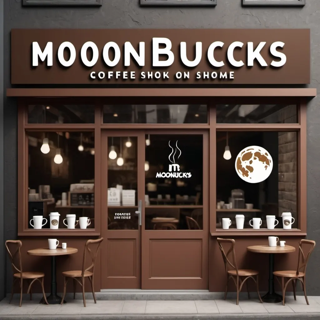 create a typical coffee shop with business name, Moo...