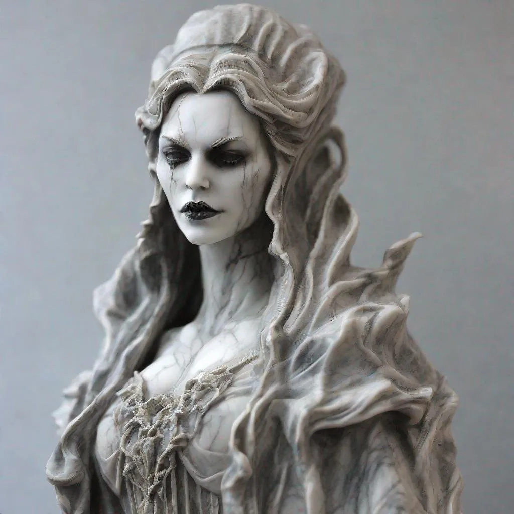 Marble Sculpture, [gothic vampire queen statue], det...