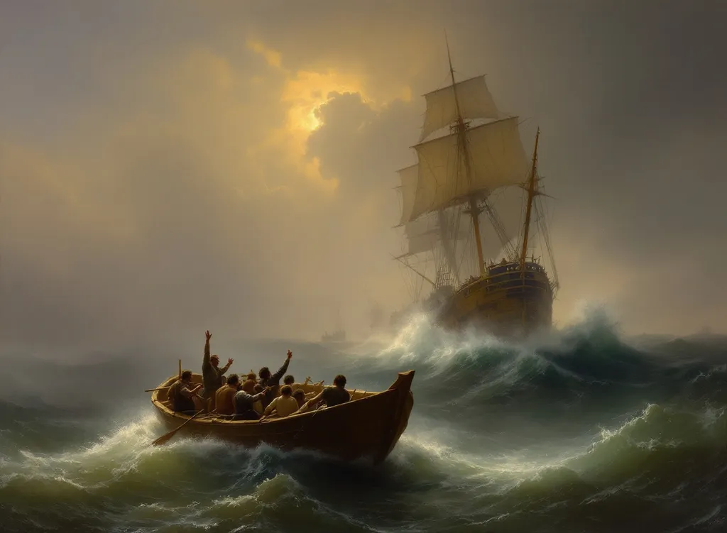 A dramatic maritime scene in the style of 19th-centu...