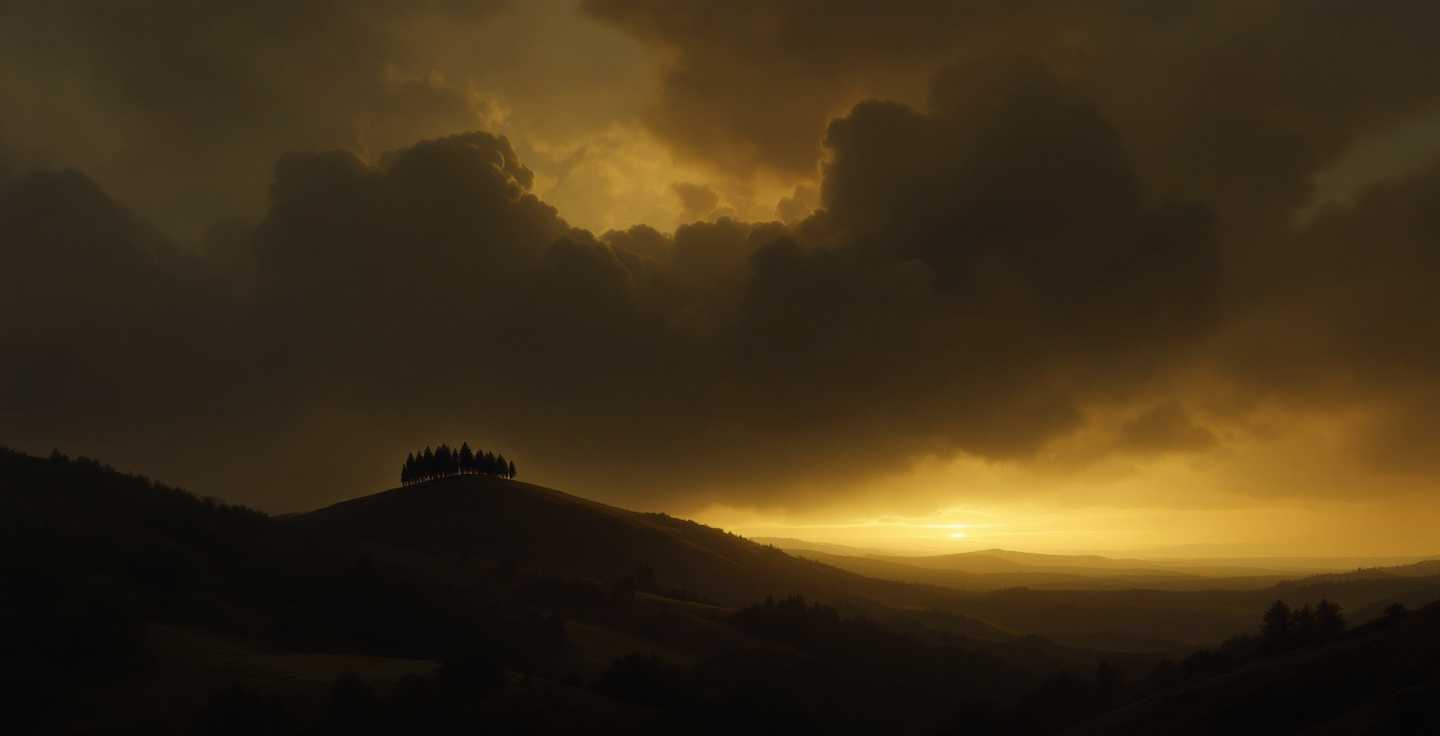 A dramatic and evocative landscape, likely from the...